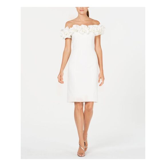 Calvin Klein | Dresses | Nwt Calvin Klein Womens Ivory Knee Length ...